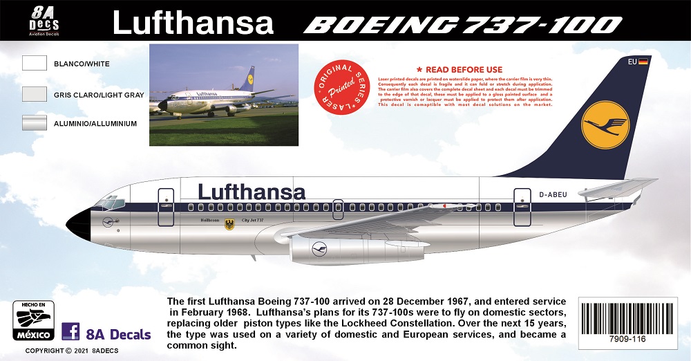 8aDecs.::.Decals Catalogue LUFTHANSA BOEING 737-100 DECALSET