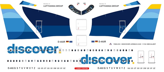 8aDecs.::.Decals Catalogue DISCOVER AIRLINES AIRBUS A320 DECALSET