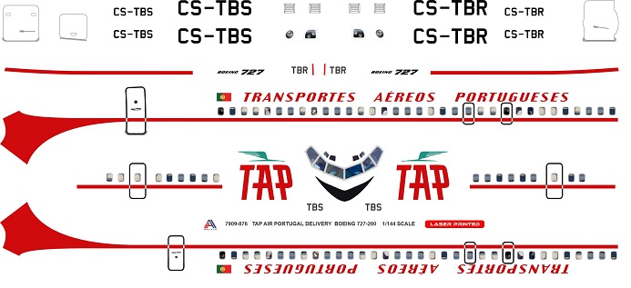 8aDecs.::.Decals Catalogue TRANSPORTES AEREOS PORTUGUESES 727-200 DECAL