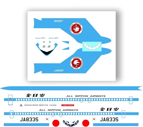 8aDecs.::.Decals Catalogue ANA BOEING 727-200 MOHICAN DECAL SET