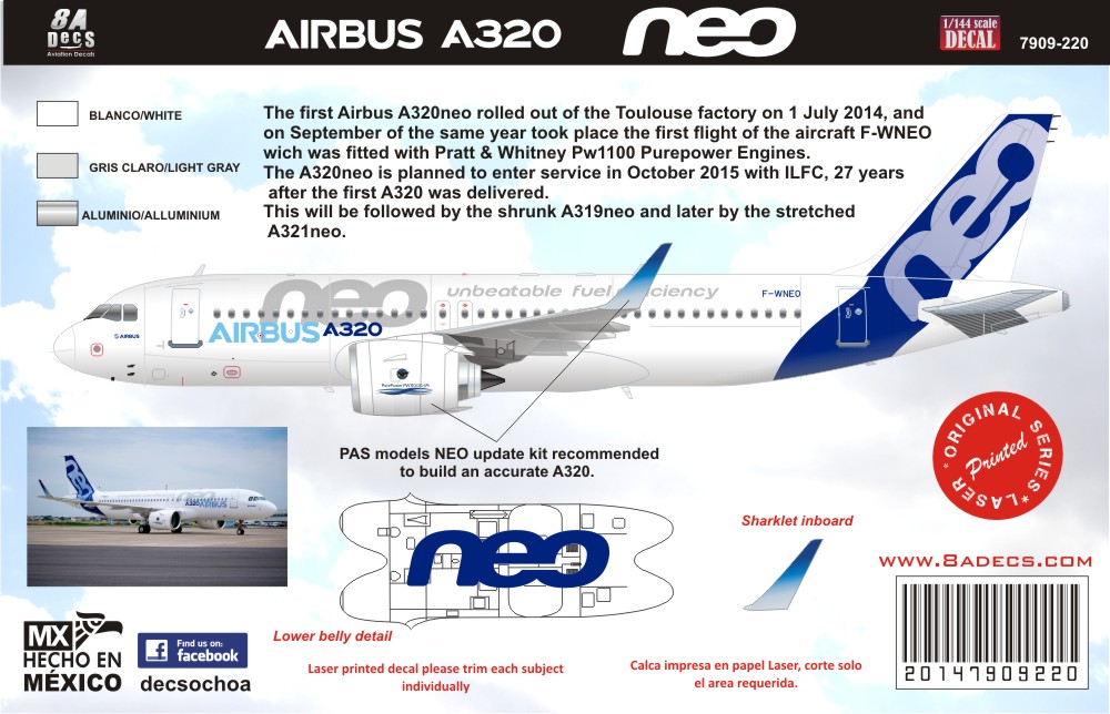 8aDecs.::.Decals Catalogue Airbus A320 NEO Factory DECALSET