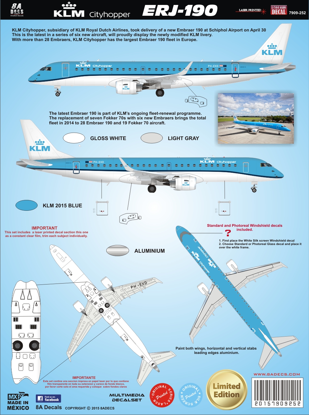 8aDecs.::.Decals Catalogue KLM NEW COLORS ERJ-190