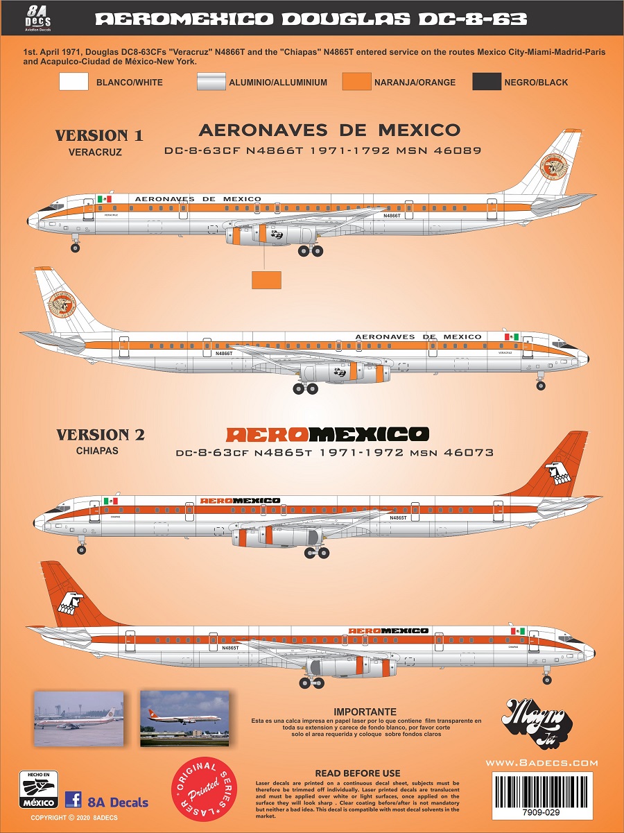 8aDecs.::.Decals Catalogue Aeromexico DC-8-63