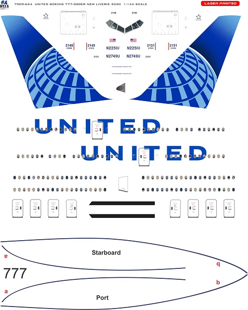 8aDecs.::.Decals Catalogue UNITED BOEING 777-300ER NEW COLORS 2020 Decalset