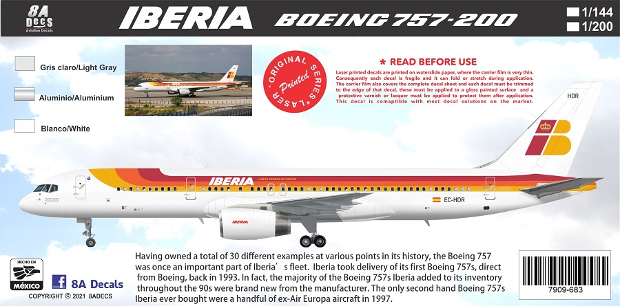 8aDecs.::.Decals Catalogue IBERIA BOEING 757-200 DECALSET