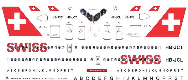 8aDecs.::.Decals Catalogue SWISS AIRBUS A220 DECALSET