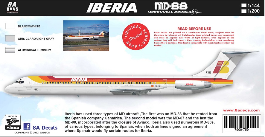 8aDecs.::.Decals Catalogue IBERIA MD-88 RETIREMENT LIVERIE DECALSET