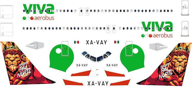 8aDecs.::.Decals Catalogue VIVA AEROBUS AIRBUS A320 TECATE PAL NORTE 2022