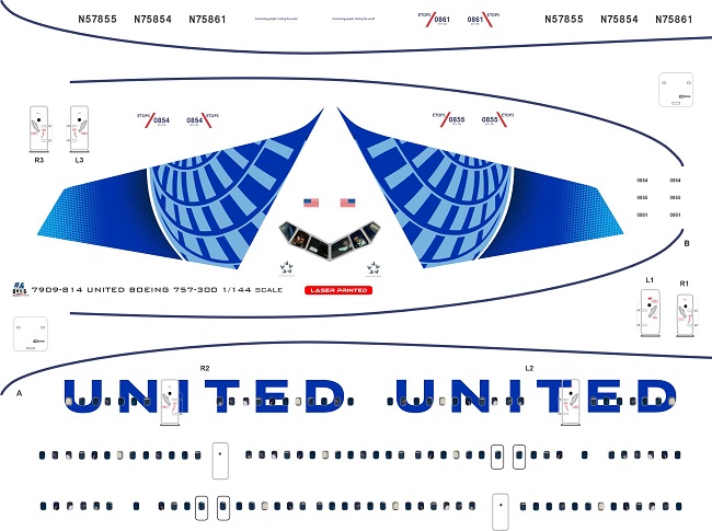 8aDecs.::.Decals Catalogue UNITED BOEING 757-300 DECALSET